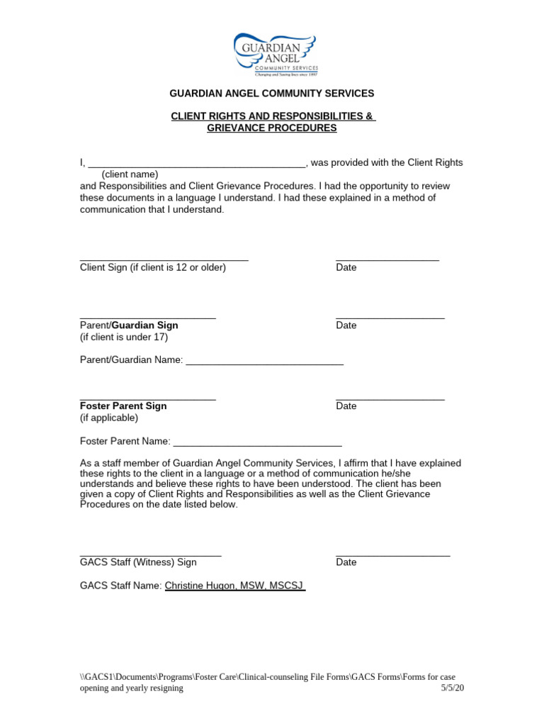 GACS Client Rights and Responsibilities & Grievance Procedures ...
