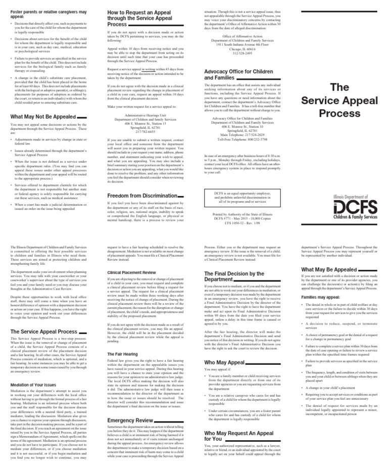 DCFS (Pamphlet) ServiceAppealProcess | PDF | Mediation | Child ...