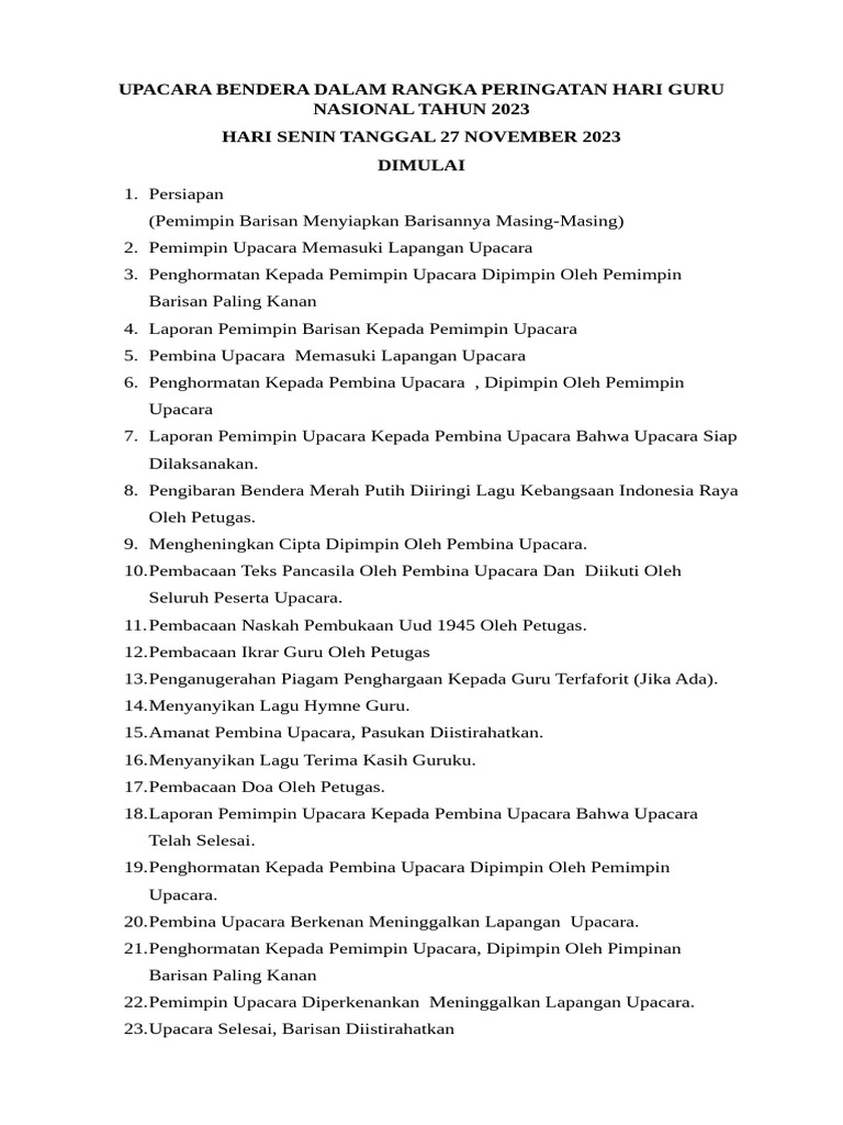 Teks Upacara Hari Guru | PDF