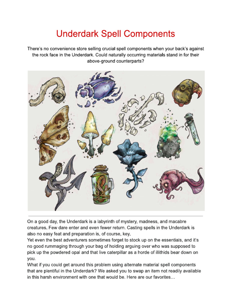 Underdark Spell Components | PDF