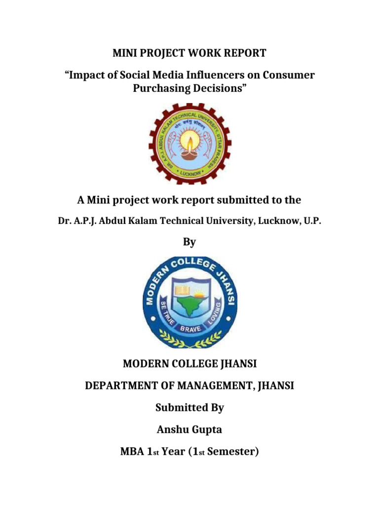 MINI PROJECT WORK REPORT Format | PDF | Coefficient Of Determination ...