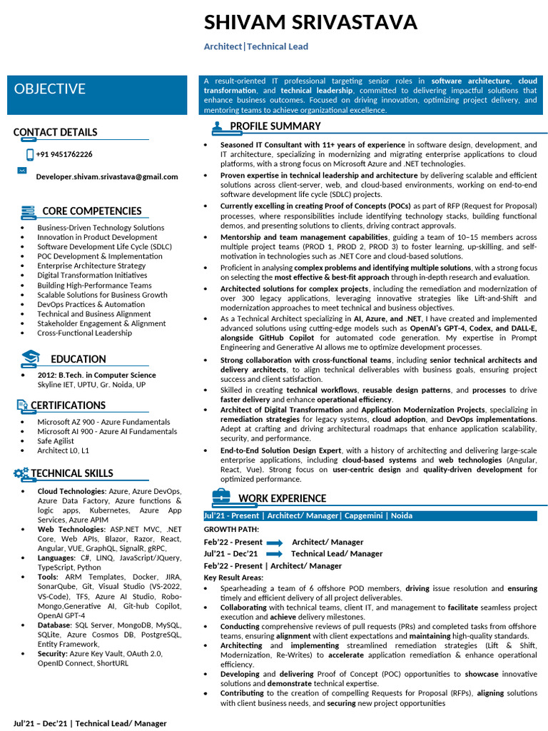 Shivam Srivastava Resume.pdf | PDF | Cloud Computing | Microsoft Azure