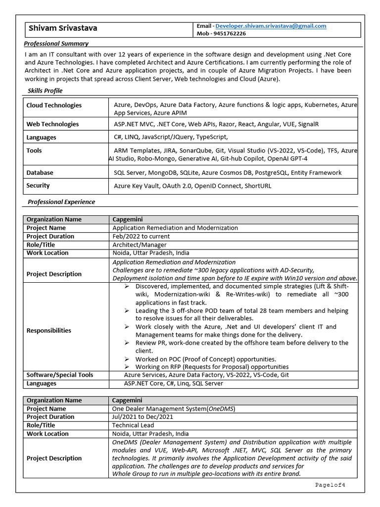 Shivam Srivastasva DotNet+Azure Expert | PDF | Microsoft Azure | Language Integrated Query