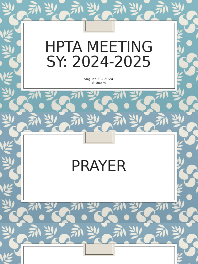 HPTA Meeting Agenda 2024-2025 | PDF