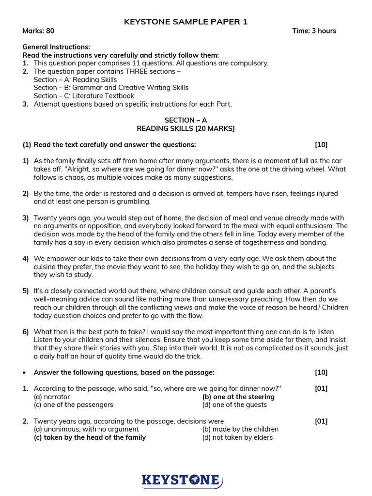 Keystone Sample Paper 1 (S) | PDF | Indian Black Money