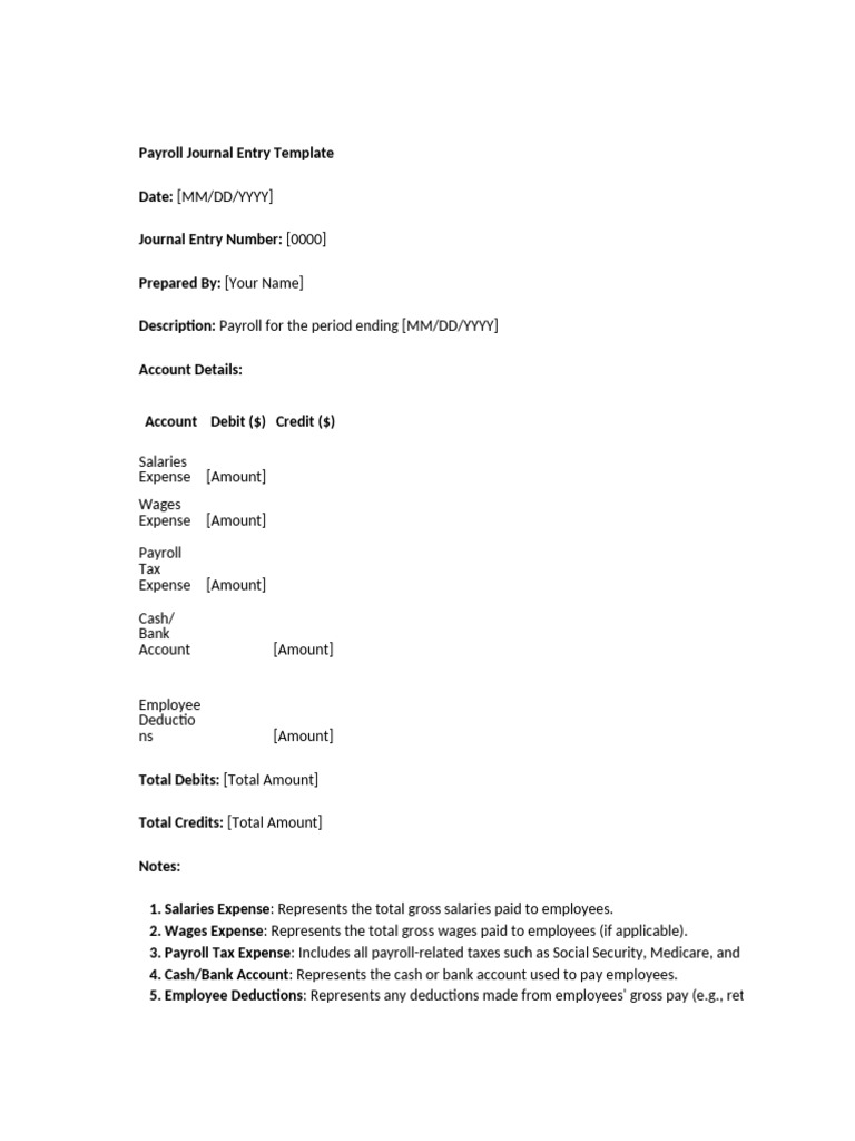 Professional Payroll Journal Entry Sample | PDF