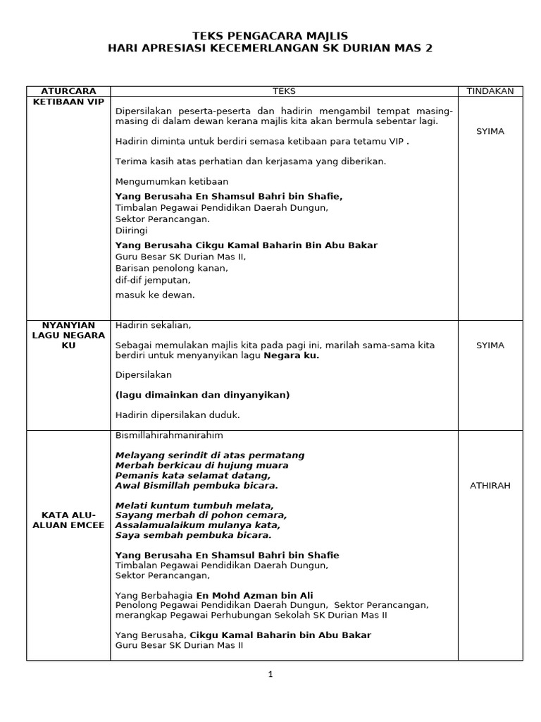 Teks Pengacara Majlis Apresiasi 2024 | PDF