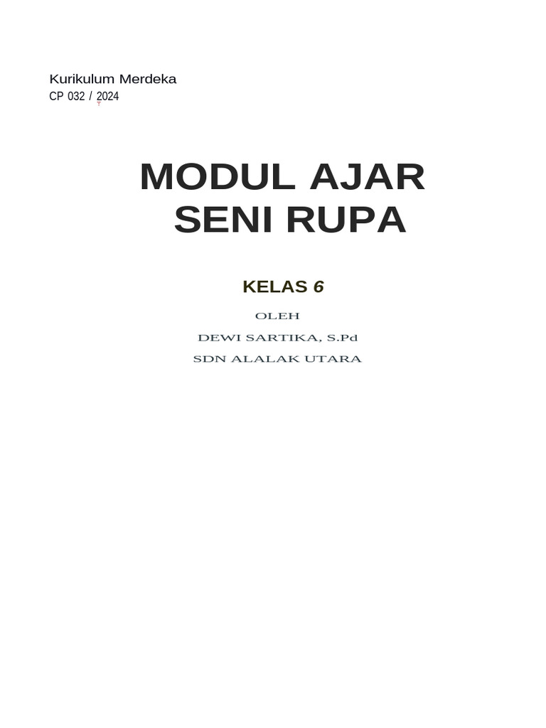 SMS 2 - Modul Seni Rupa KLS 6 CP 032 - 2024 | PDF