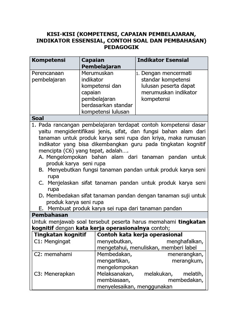 Contoh Soal Pedagogik Mi | PDF