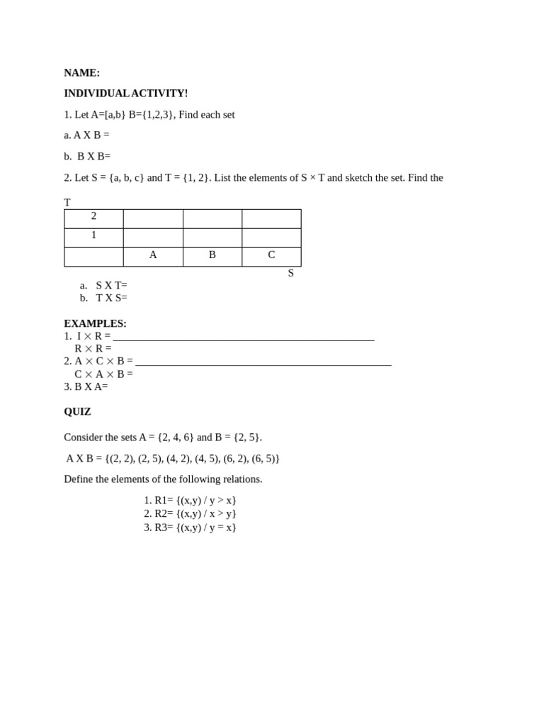 Name: Individual Activity! | PDF