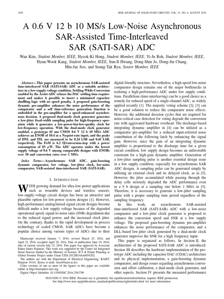 A 0.6 V 12 B 10 MS S Low-Noise Asynchronous SAR-Assisted Time ...