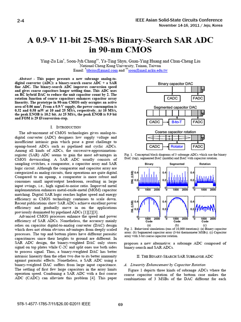 A 0.9-V 11-Bit 25-MS S Binary-Search SAR ADC in 90-nm CMOS | PDF | Analog To Digital Converter ...