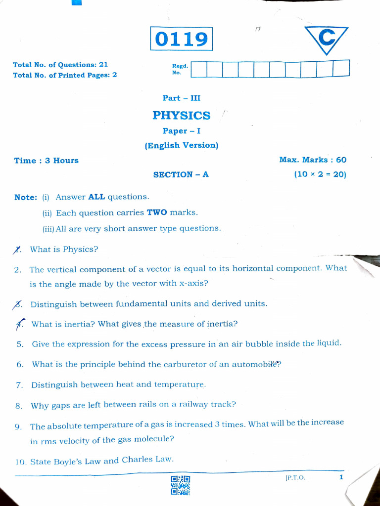 Physics Paper Govt Pre final | PDF | Velocity | Gases