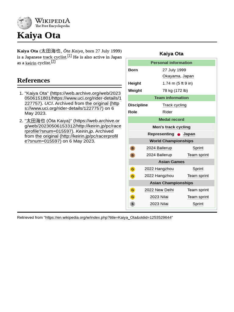 Kaiya_Ota | PDF | Cycle Sport | Uci World Tour Races