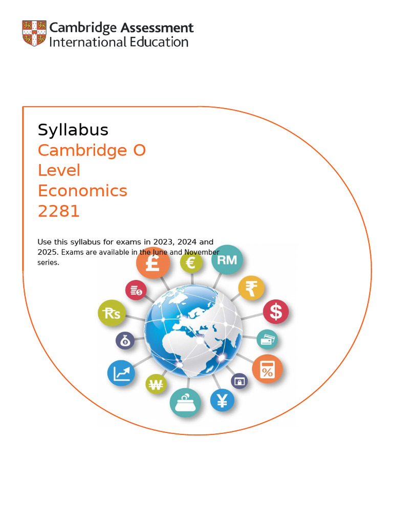 Cambridge O Level Economics 2281 Syllabus | PDF | Economic Equilibrium ...