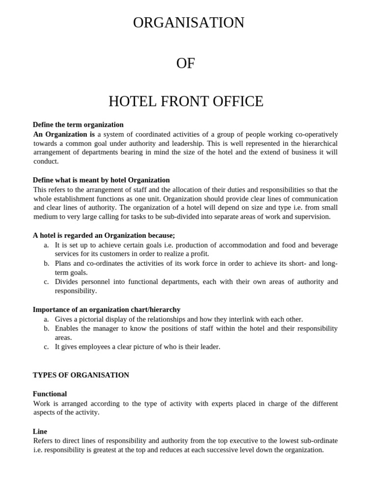 Front Office Theory Notes | PDF