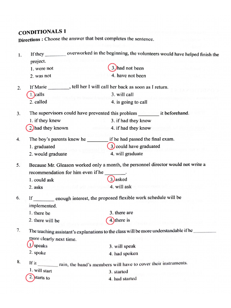 If Conditionals Exercise ANSWER | PDF