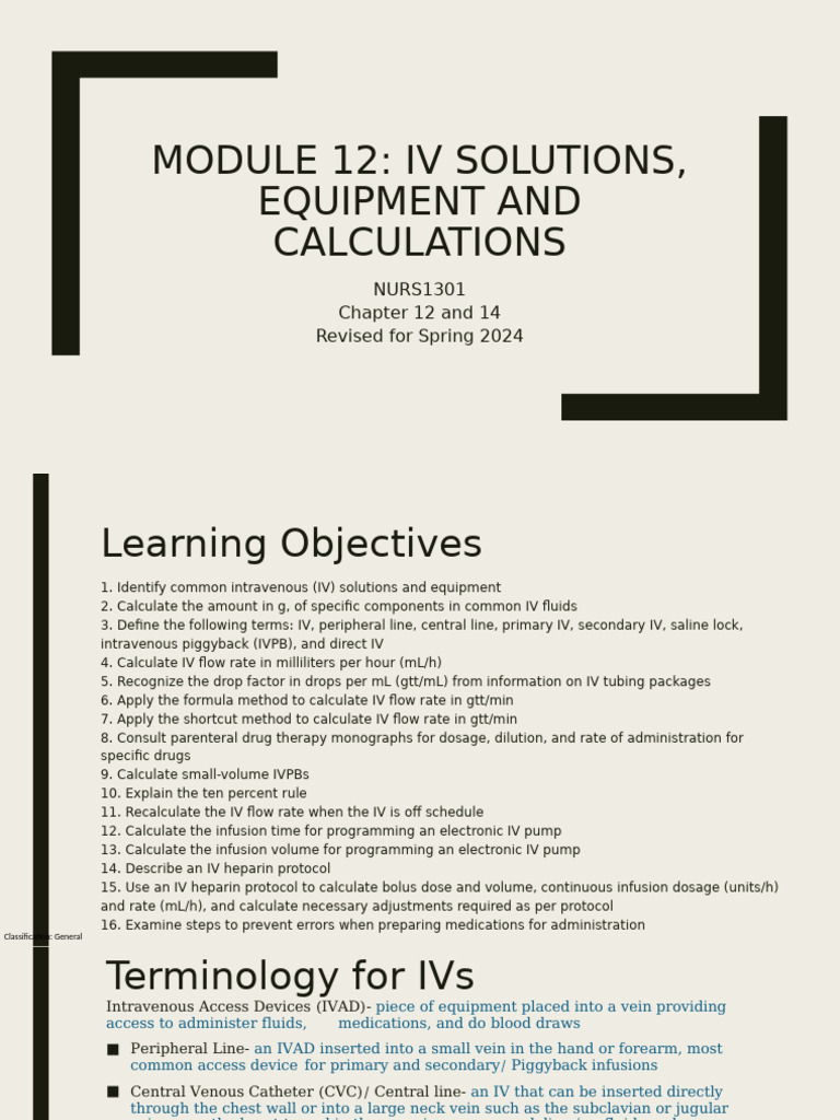 Module 12 IVSolutions Equipmentand Calculationswithsolutions Spring ...