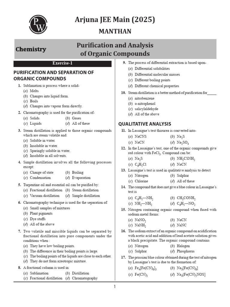 Organic Compound Purification Techniques | PDF | Distillation ...