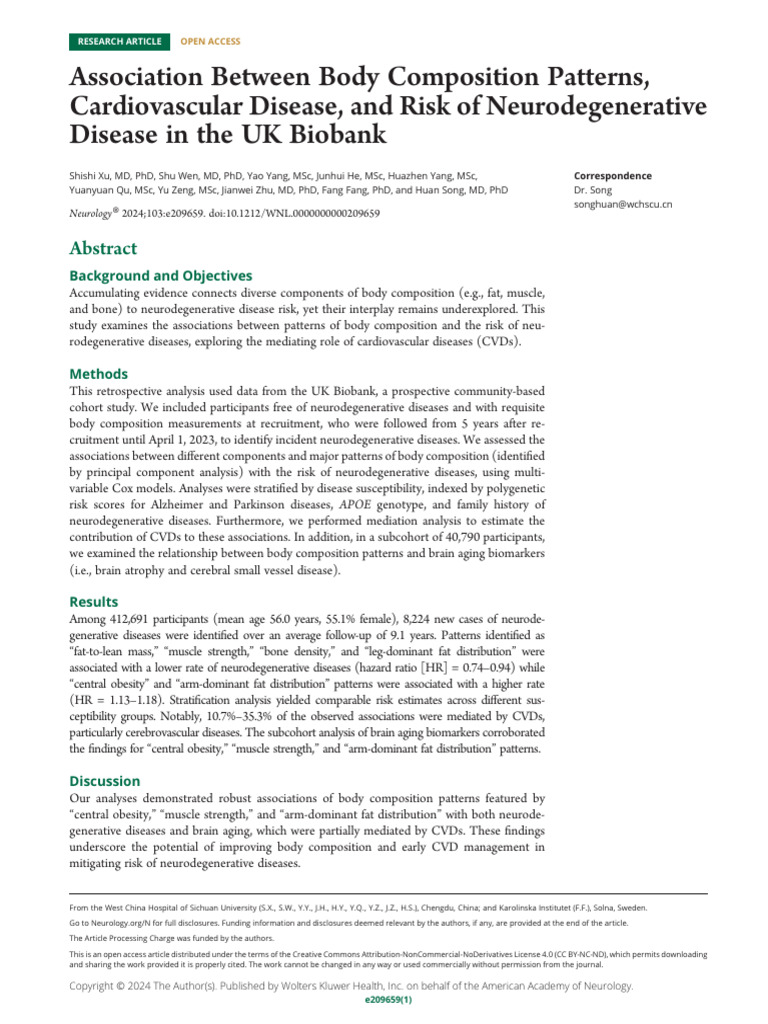 Association Between Body Composition Patterns, Cardiovascular Disease ...