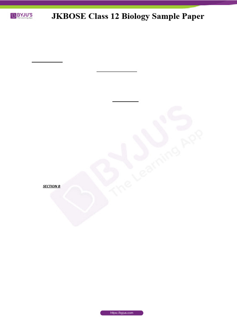 JKBOSE Class 12 Biology Sample Paper 1 | PDF | Life Sciences | Genetics