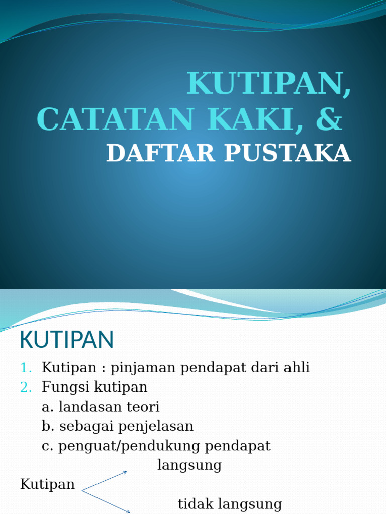 Kutipan, Catatan Kaki, | PDF