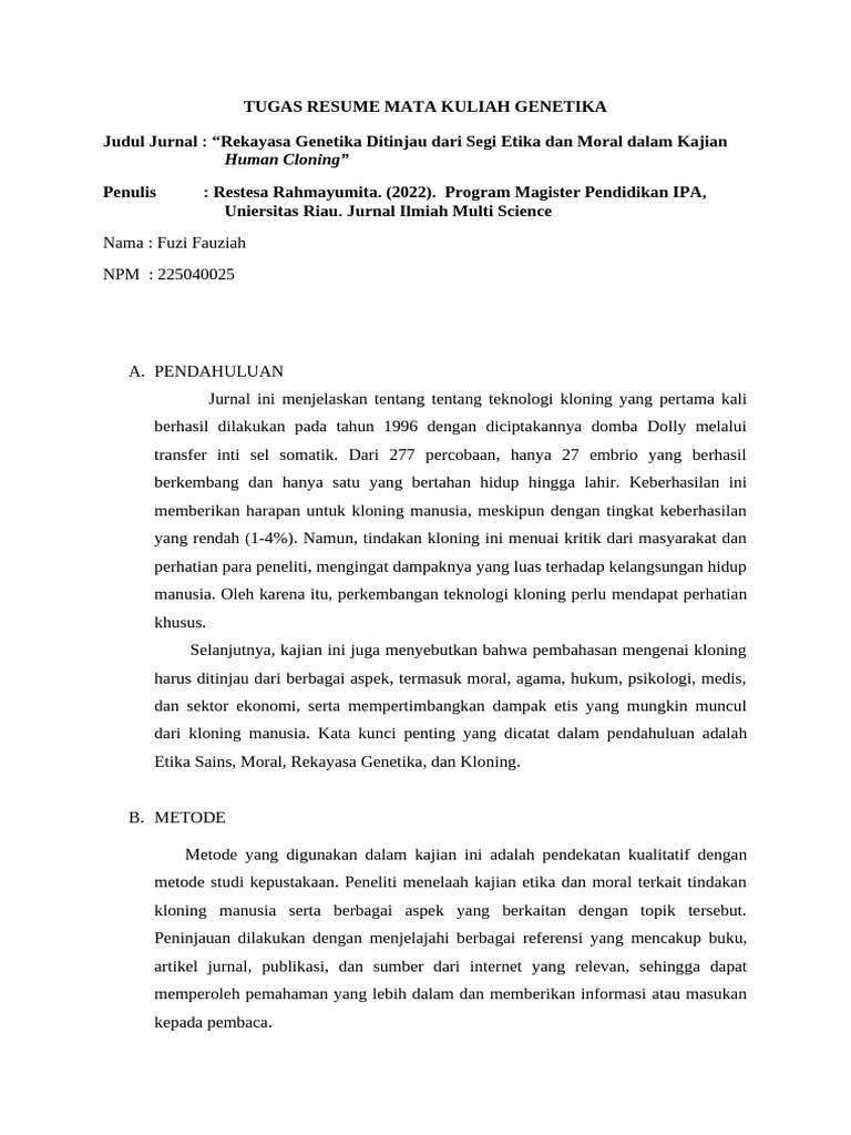 Tugas Resume Rekayasa Genetika | PDF
