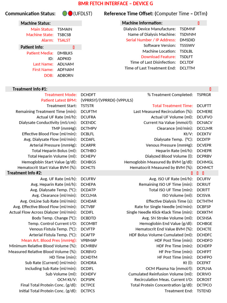 BMR FETCH INTERFACE for G | PDF | Blood Pressure | Hemodialysis