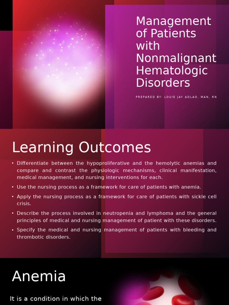 Management of Patients With Nonmalignant Hematologic Disorders 1 | PDF ...