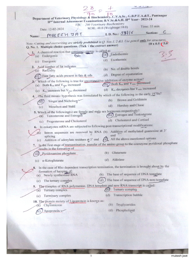 200 Veterinary Biochemistry | PDF