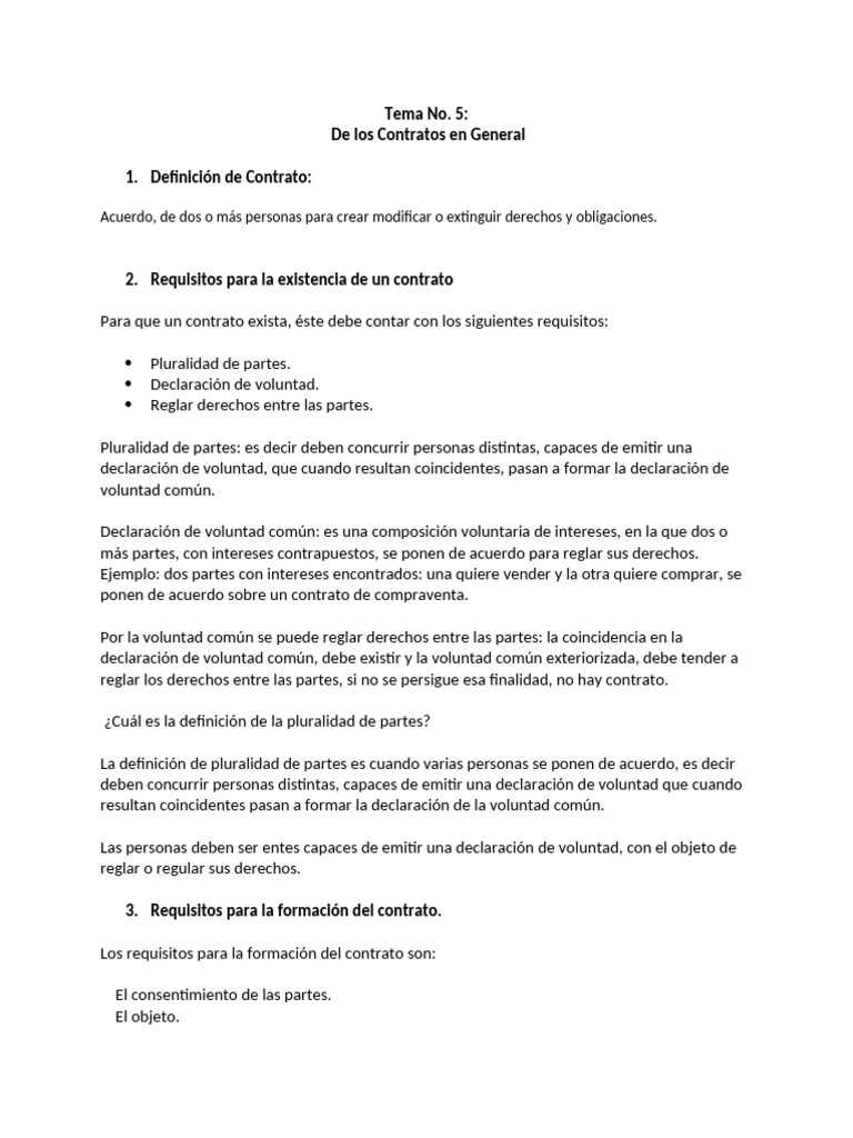 Tema No. 5 Contratos | PDF