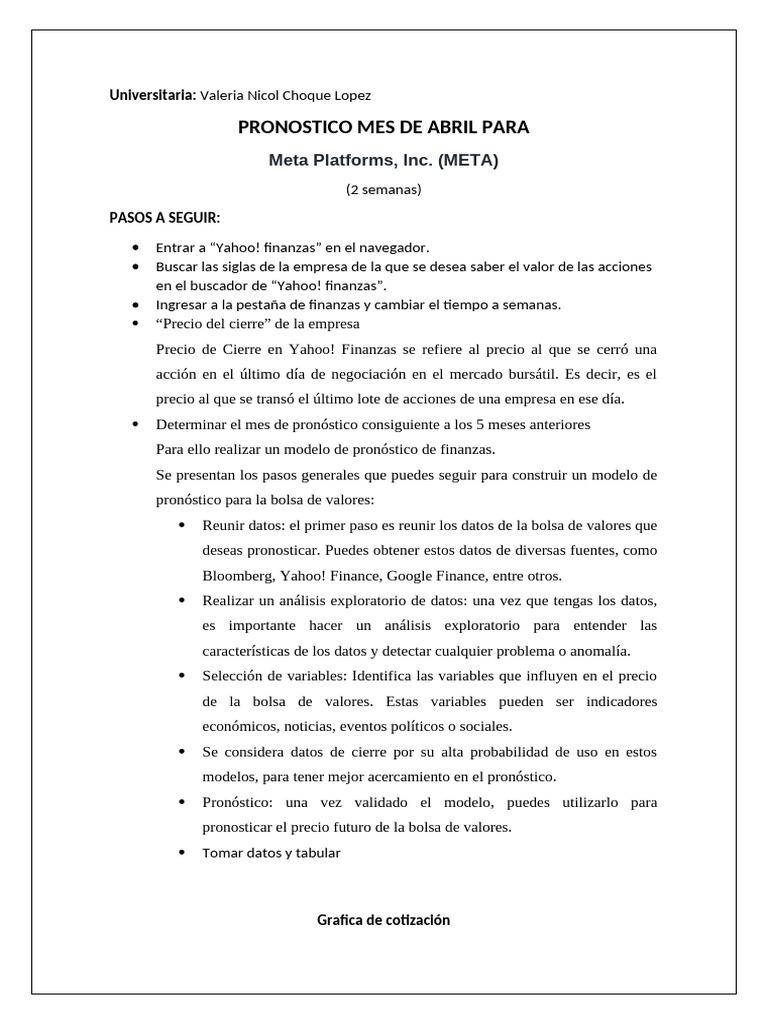 Pronostico - 2 SEMANAS | PDF | Bolsa | Compartir (Finanzas)