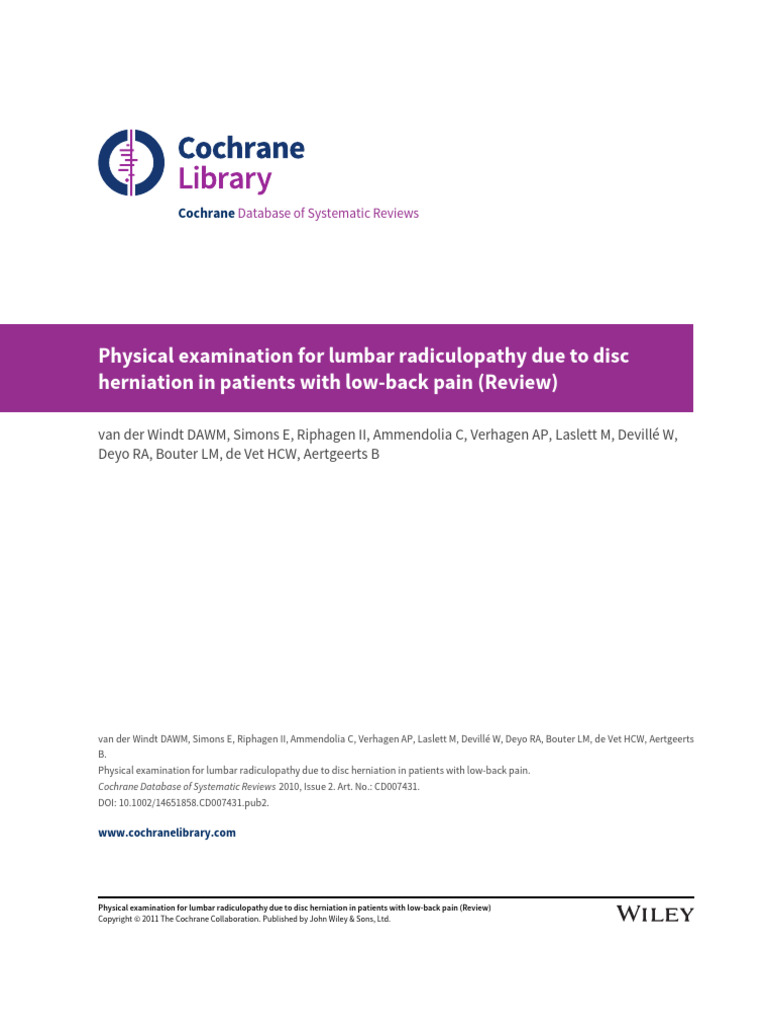 Physical Examination For Lumbar Radiculopathy Due To Disc | PDF ...