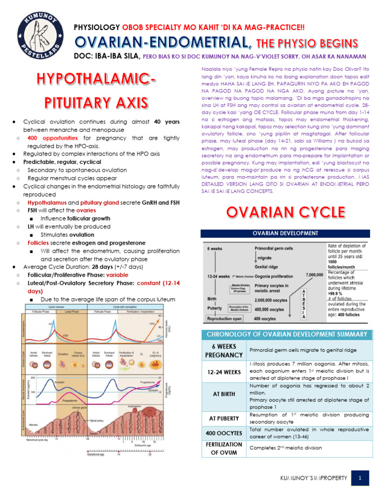 PHYSIO OB - 3 (Ovarian-Endometrial) - Ocred | PDF | Ovary | Menstrual Cycle