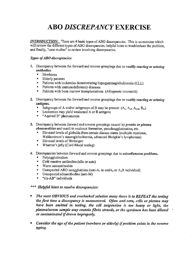 ABO Discrep Exercise | PDF