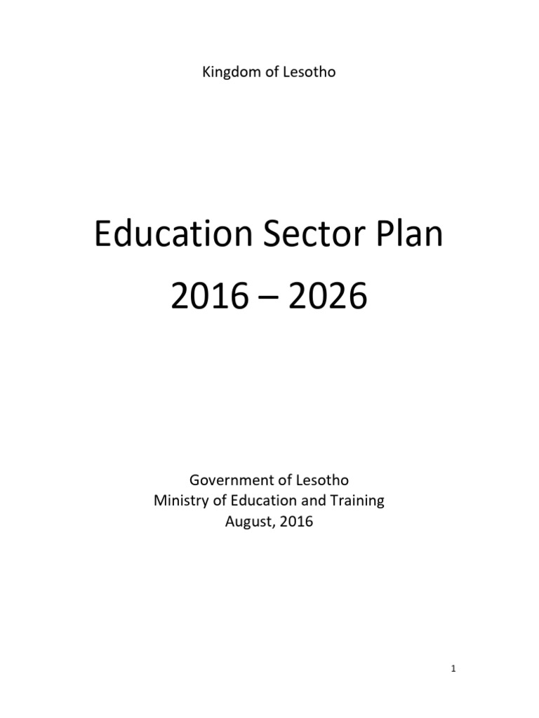 Education Sector Plan 2016-2026. Lesotho | PDF | Poverty | Poverty & Homelessness