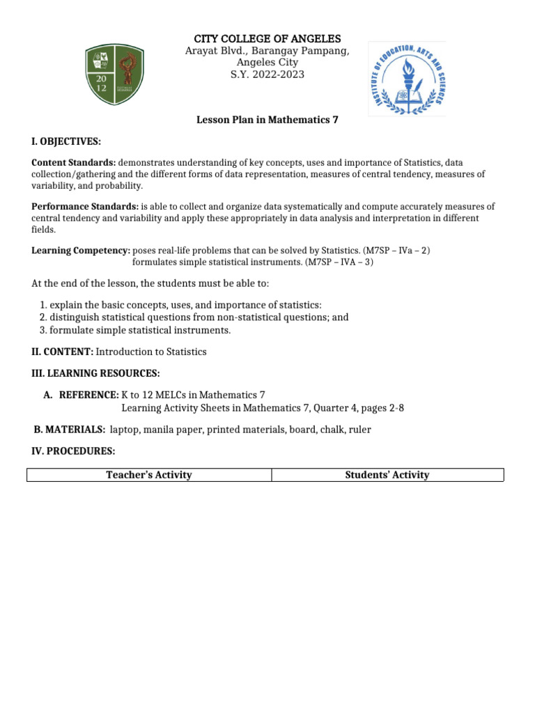 Detailed-Lesson-Plan-in-Math7-4th Quarter-Week1 (A and B) | PDF ...