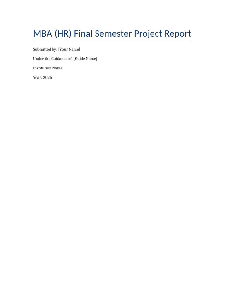 MBA HR Project Report Overview | PDF