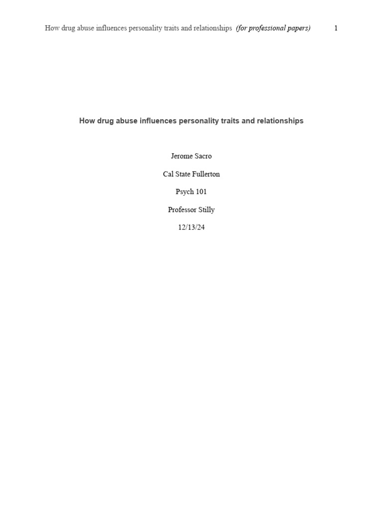 How Drug Abuse Influences Personality Traits and Relationships | PDF ...