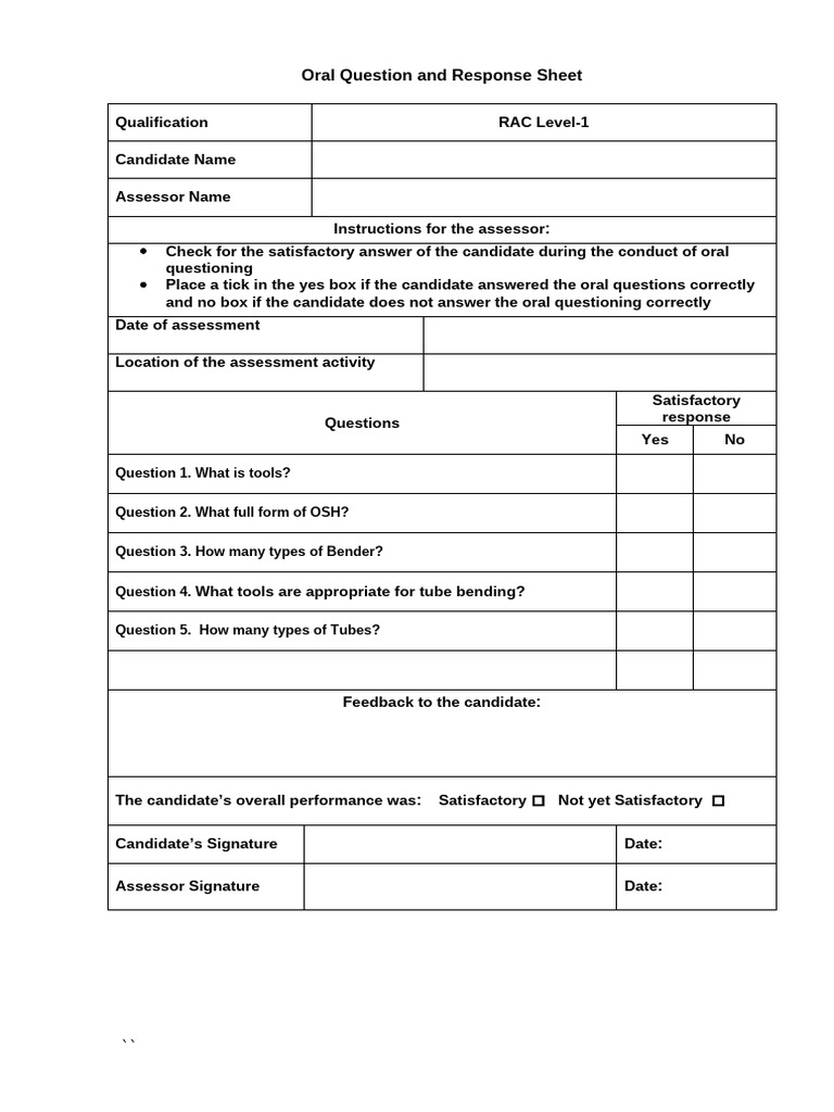 20 - Ashraf - Oral Question and Response Sheet | PDF