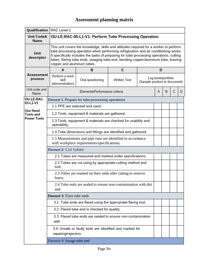 Tube Processing Operations Assessment Guide | PDF