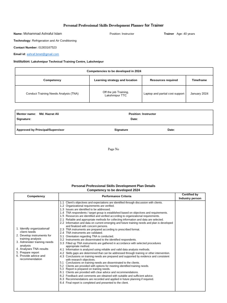 9 - Ashraf - Personal Professional Skills Development Planner | PDF
