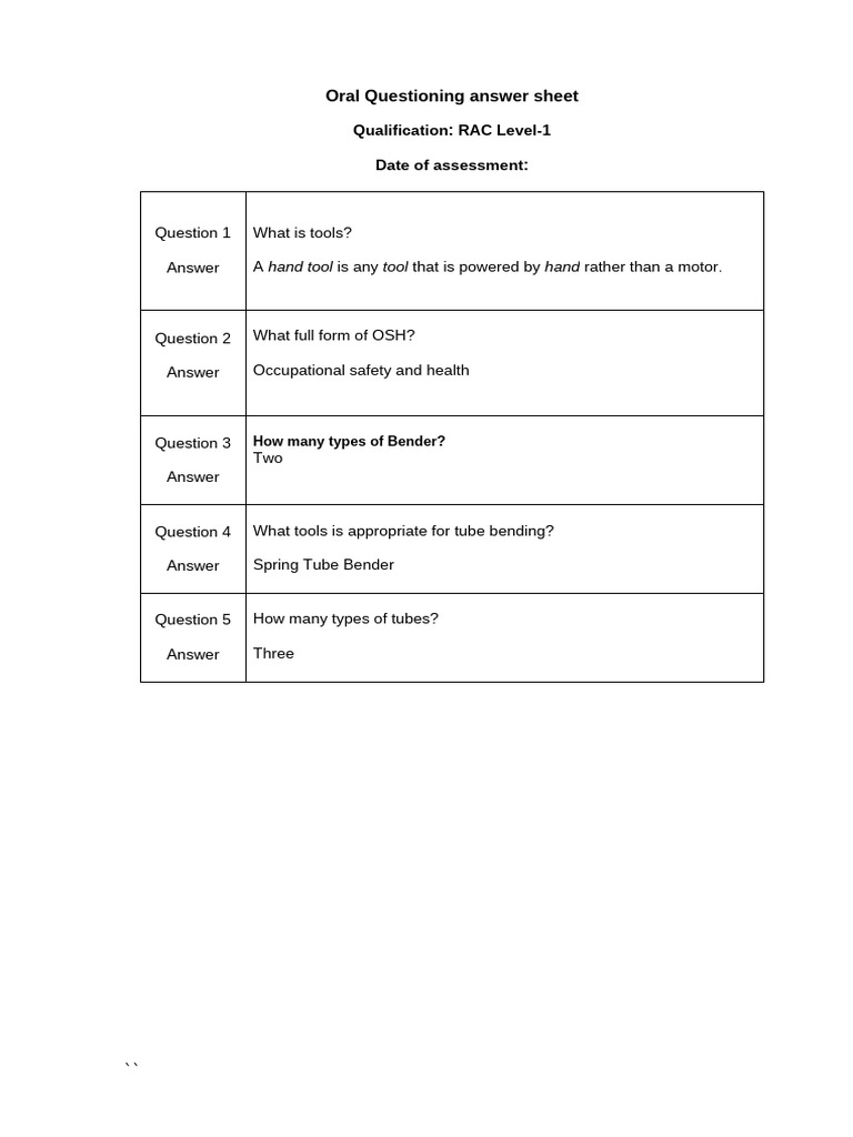 21_Ashrafl_Oral Questioning Answer Sheet | PDF