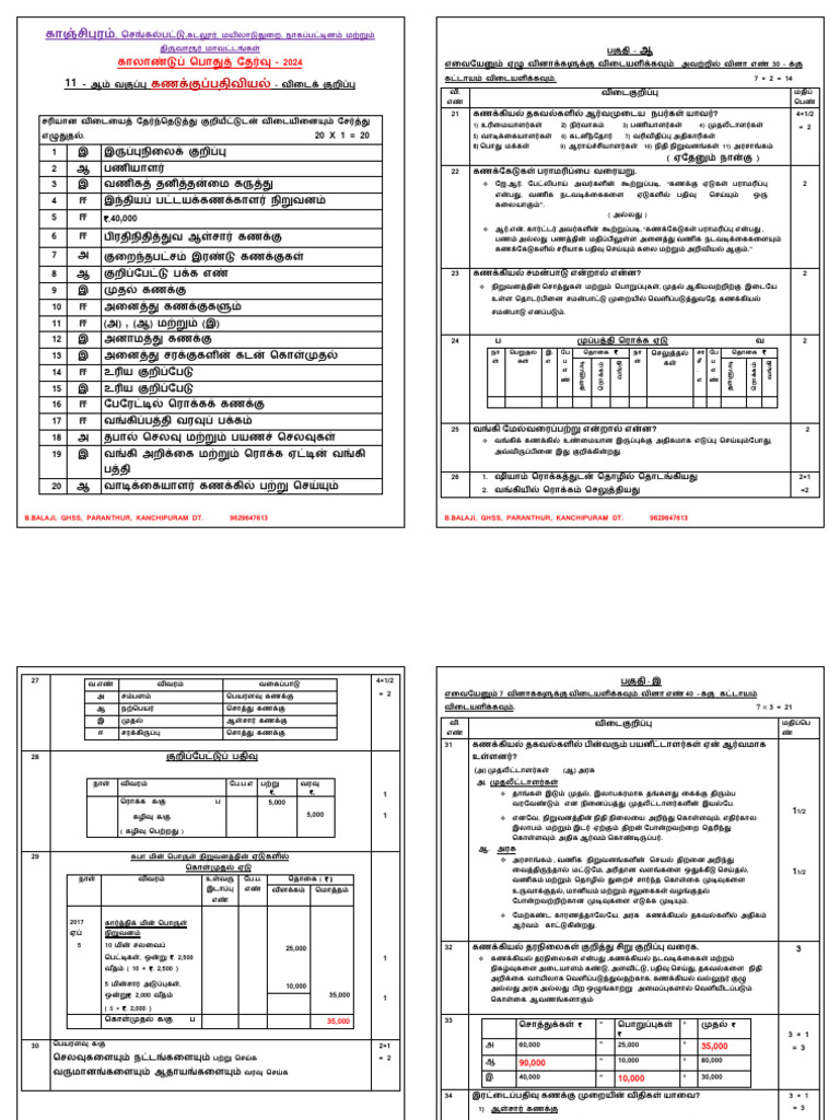 KEY ANS 11 TH ACCOUNTANCY Quarterly Exam 2024 | PDF