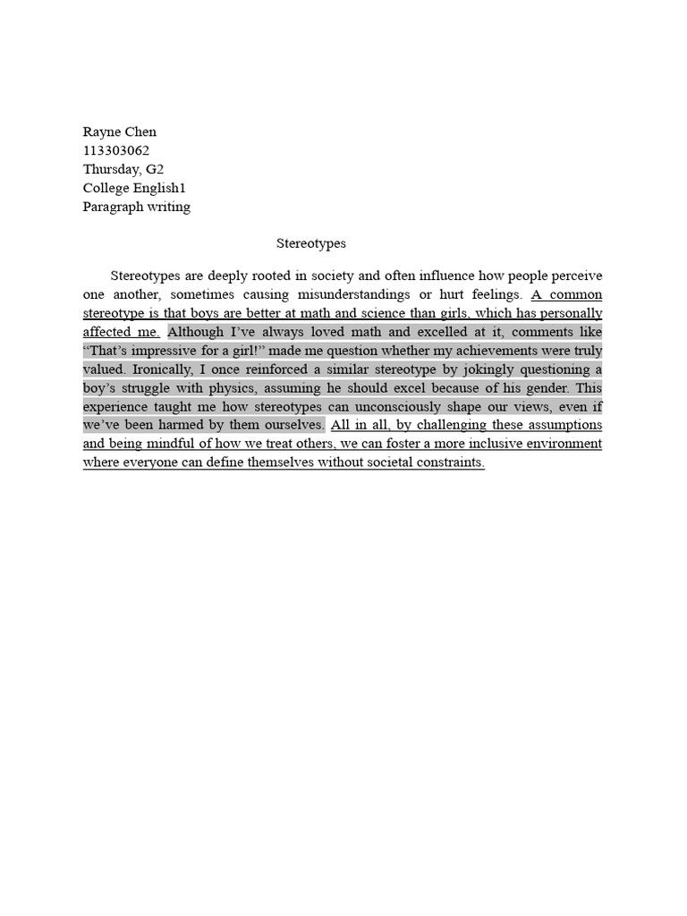 Challenging Gender Stereotypes | PDF