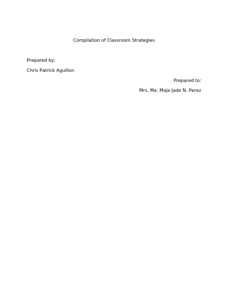 Compilation of Classroom Strategies Starfish | PDF | Educational ...