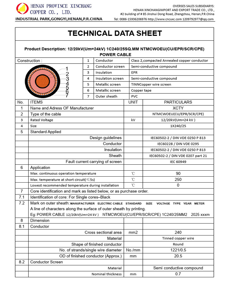 China 12/20kV Power Cable Specifications | PDF | Electrical Conductor ...
