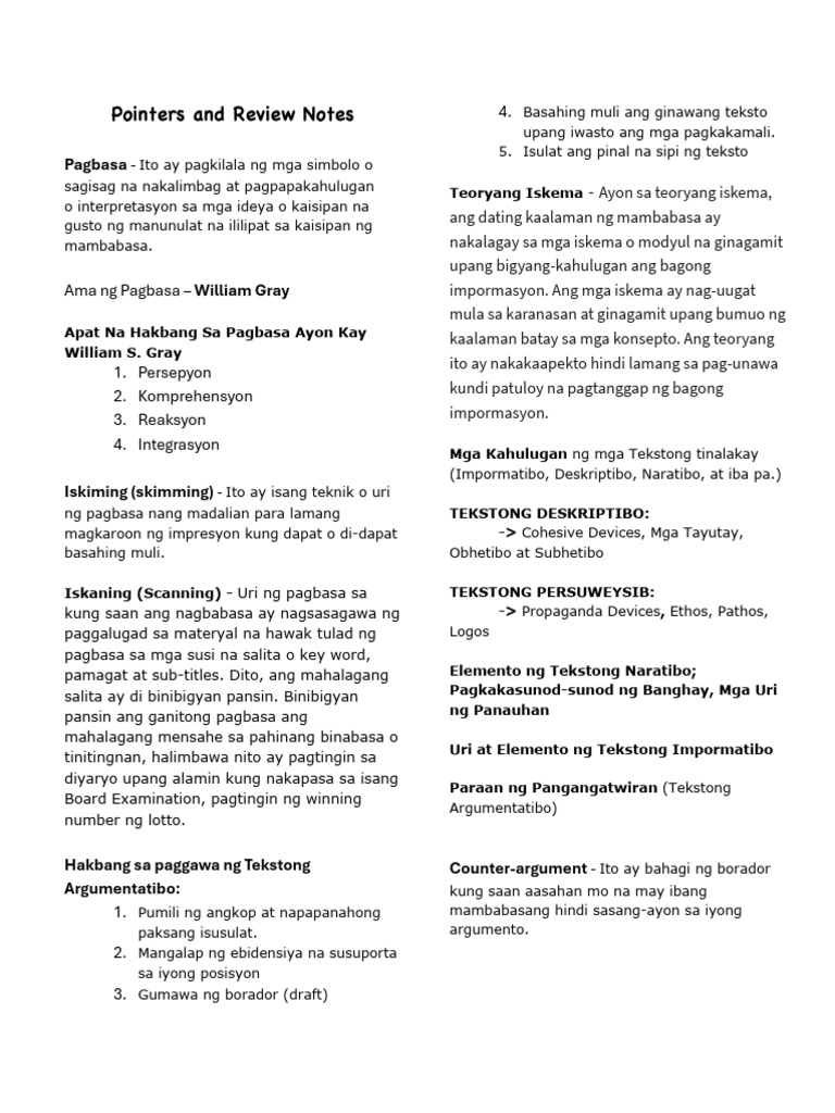 Pointers-and-Review-Notes | PDF