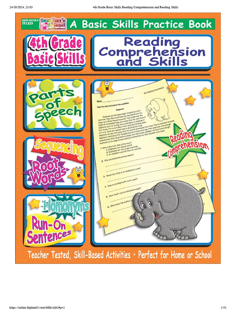 4th Grade Basic Skills Reading Comprehension and Reading Skills | PDF | Reading (Process ...