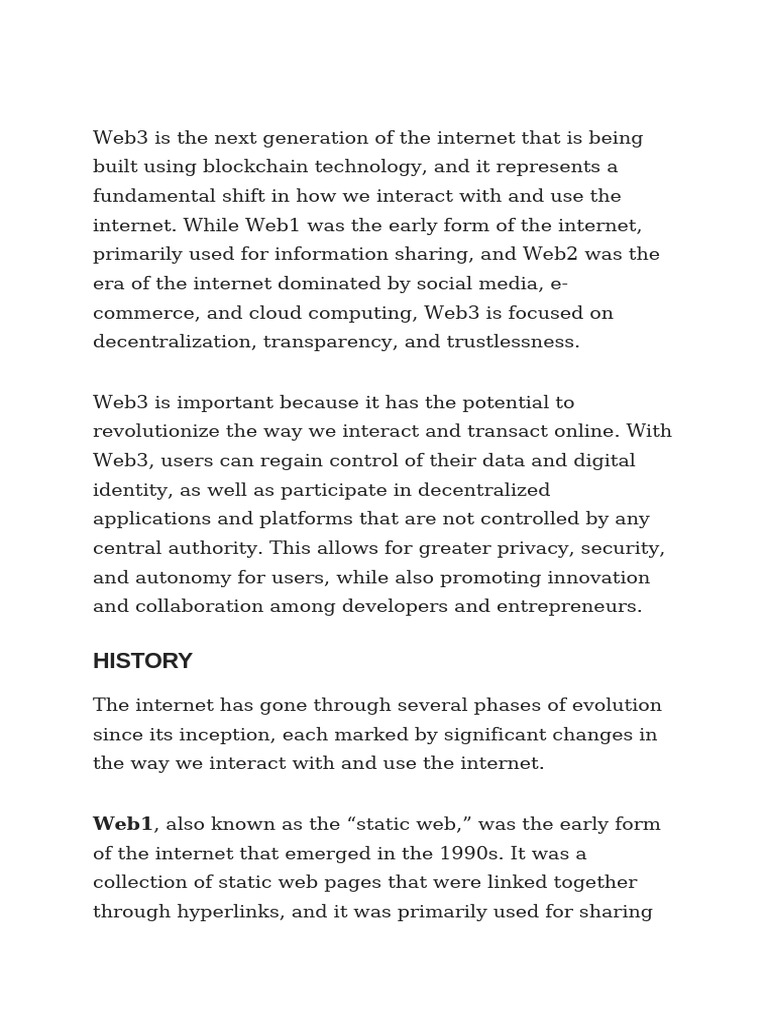 Web3 is the next generation of the internet that is being built using blockchain technology ...